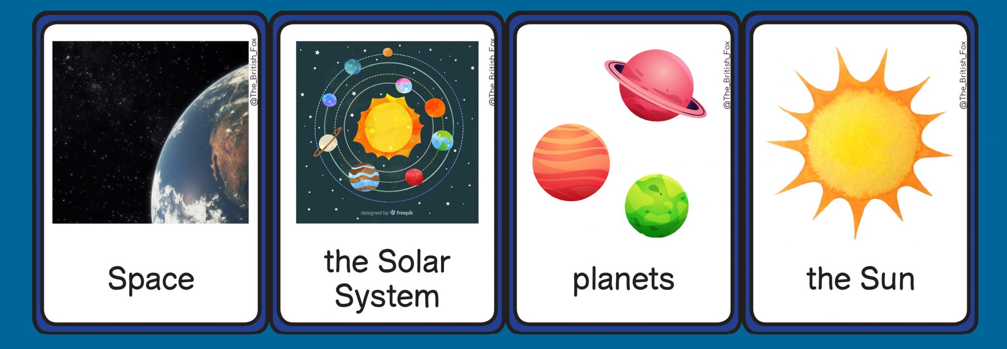 Space - Flashcards - 32 mots d'anglais sur l'espace et les astronautes ...